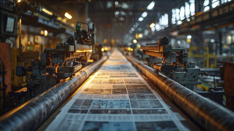 Vivid Printing Process Captured in a Factory Stock Illustration ...
