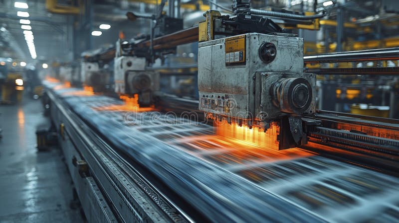 Vivid Printing Process in Modern Manufacturing Setup Stock Illustration ...