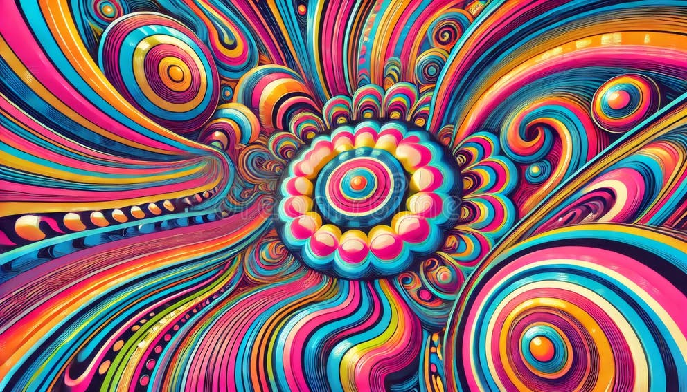 Vivid Psychedelic Abstract Artwork Swirling with Bold Color ...