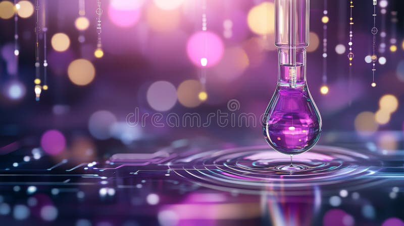 Vivid Purple Chemical Solution in Glass Beaker, Laboratory Experiment ...