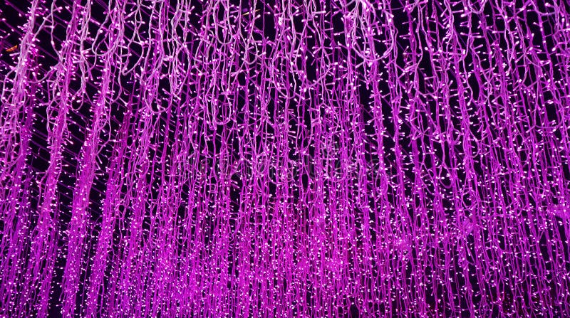 Vivid Purple Illuminated Ceiling String Lights for Background Stock ...