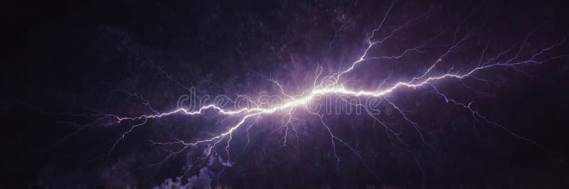 Vivid Purple Lightning Bolt with Luminous Core and Spreading Tendrils ...