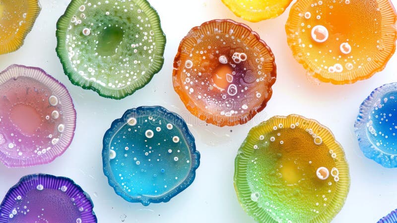 Vivid Rainbow-Colored Molds Viewed through Microscope - Isolated ...