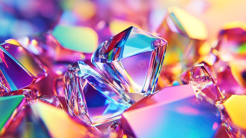Vivid Rainbow Spectrum Crystals Reflecting Light Against a Bright ...