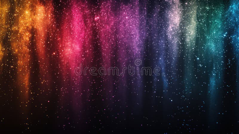 Vivid Rainbow Firework Display Over a Dark Black Gradient Sky Stock ...