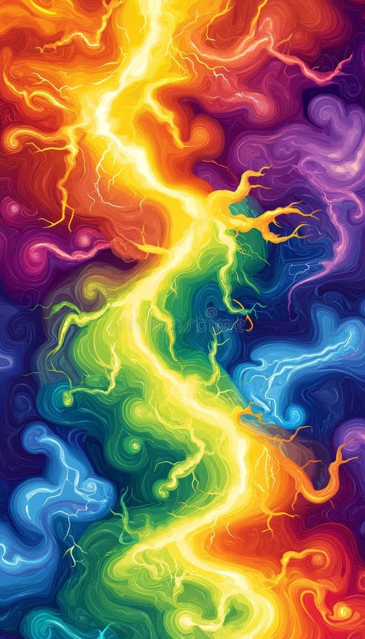 Vivid Rainbow Lightning Bolt Pattern on Colorful Abstract Background ...