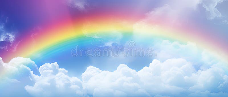 Rainbow in the Sky with Clouds Stock Illustration - Illustration of ...