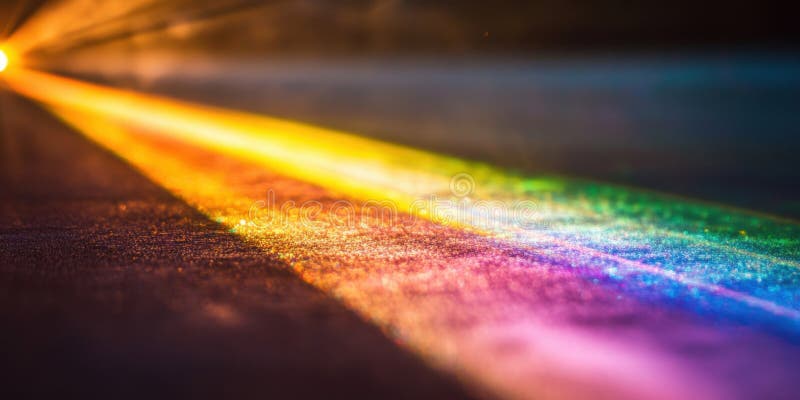 Vivid Rainbow Spectrum Beam on Dark Surface with Light Refraction Stock ...