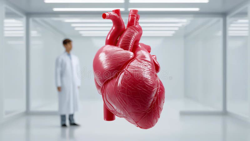 Realistic Human Heart Model in Laboratory Context with Scientist Stock ...