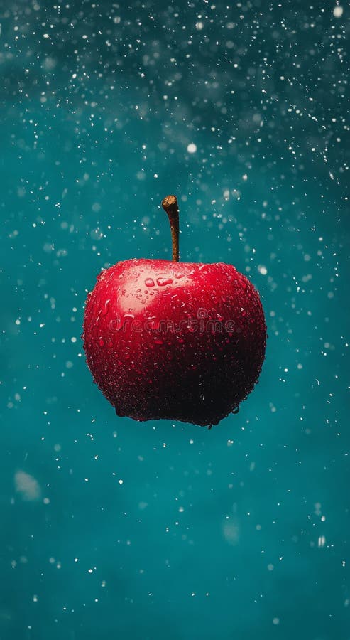 A Vivid Red Apple, Featuring One Green Leaf, Smoothly Glides into a ...