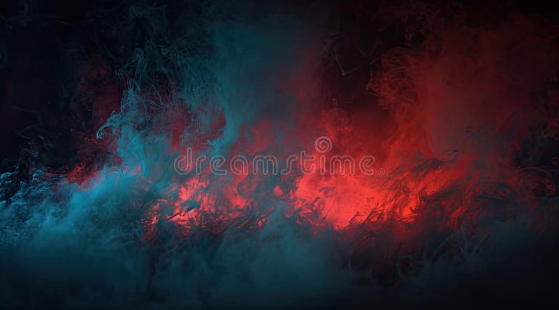 Vivid Red and Blue Smoke Merging in a Dark Background Stock ...