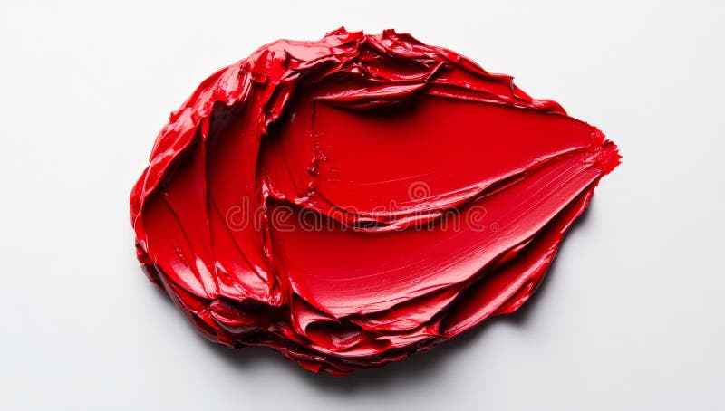 A Vivid Red Brushstroke, Richly Textured, on a Pristine White ...