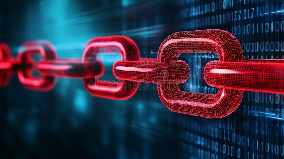 Vivid Red Chain Link on a Dark Background, Study in Contrast and ...