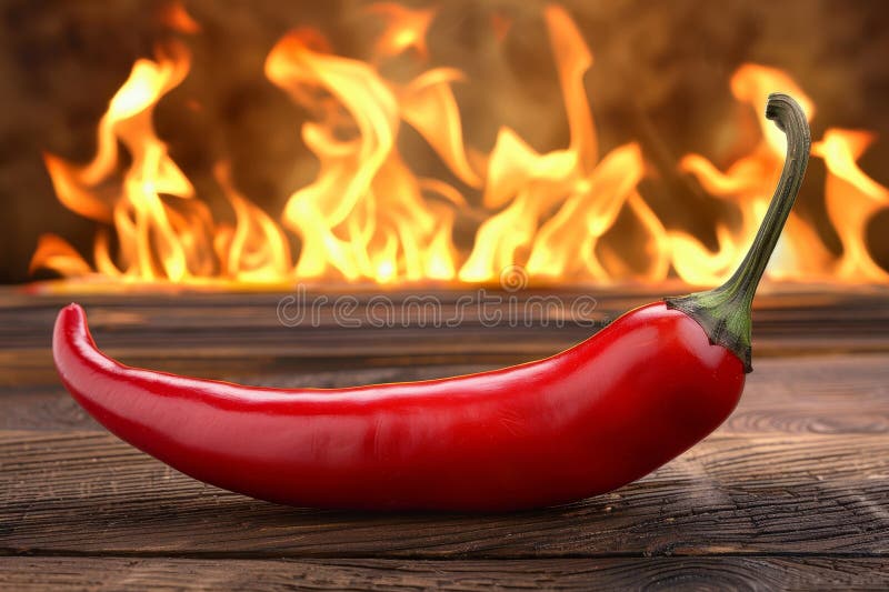Vivid Red Chili Pepper with Fiery Flames on a Pure White Background for ...