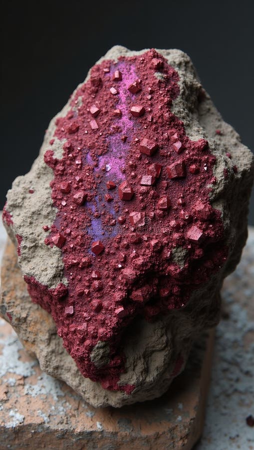 Vivid Red Cinnabar Ore on Dark Matrix Rock Glittering Under Light Stock ...