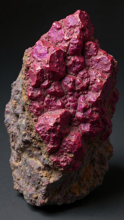 Vivid Red Cinnabar Ore on Dark Matrix Rock Glittering Under Light Stock ...