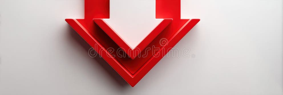 Vivid Red 3D Arrow Pointing Down with Empty Center Text Space for ...
