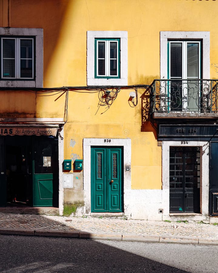 Multicolored Authentic Doors of the City of Lisbon, Portugal Stock ...