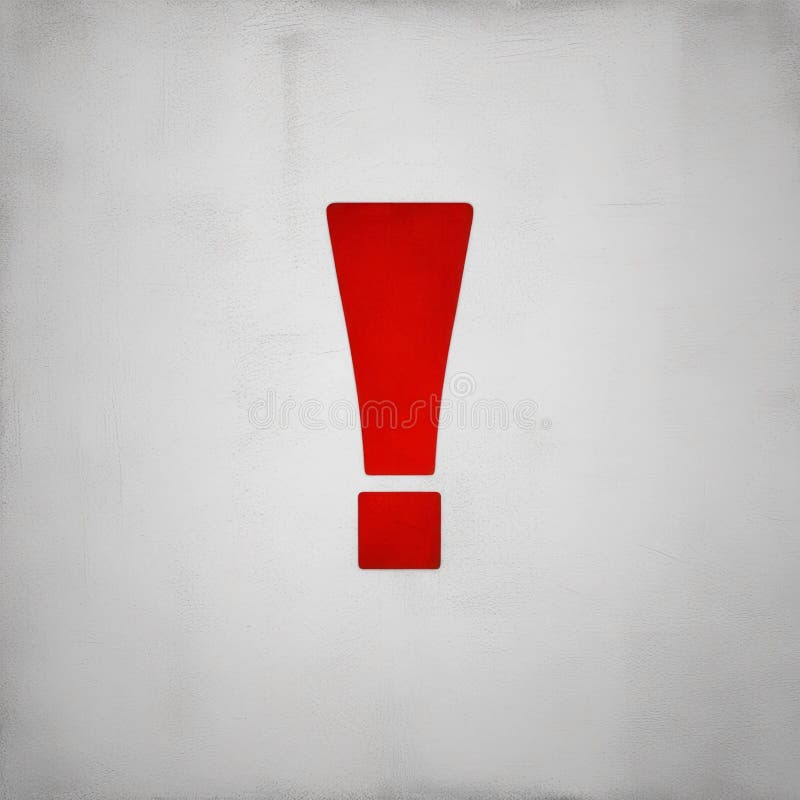 A Vivid Red Exclamation Mark on a Plain White Background, Conveying a ...