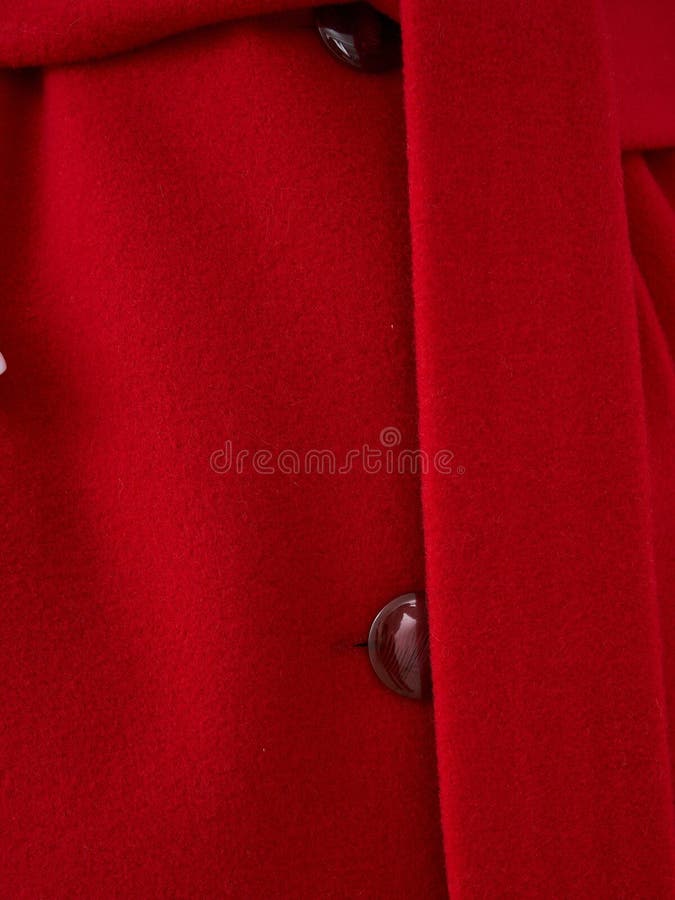 Vivid Red Fabric with a Smooth Texture Features Two Large Round Buttons ...