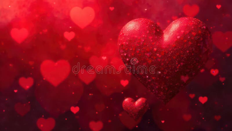 Vivid Red Hearts on Sparkling Abstract Background of Love and Romance ...