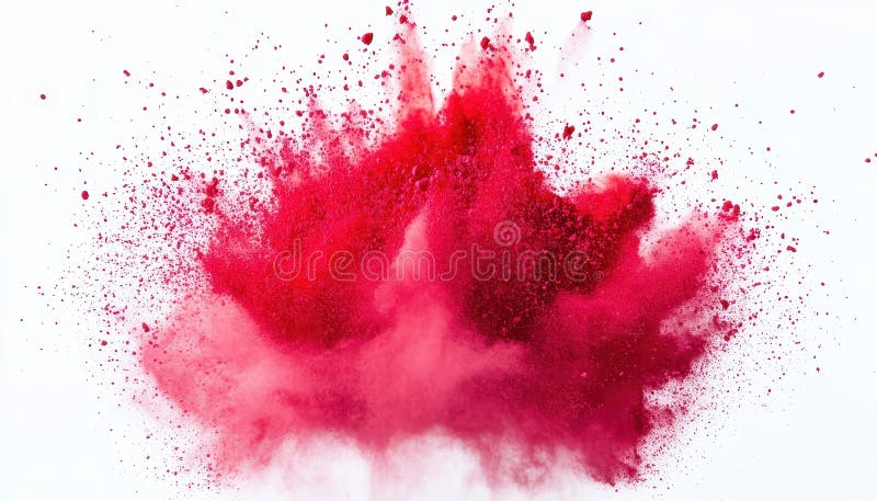 Vivid Red Holi Powder Burst on a White Background for Celebrations ...