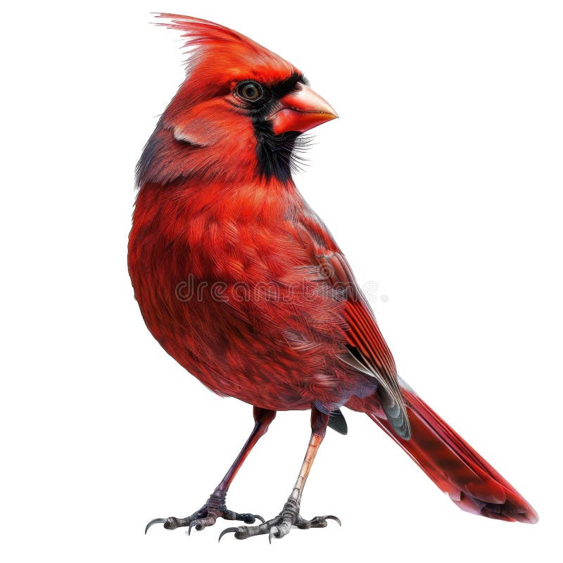 A Vivid Red Northern Cardinal Bird Stock Image - Illustration of pose ...