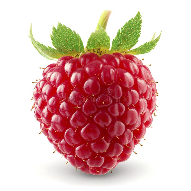 Vivid Red Raspberry Freshly Isolated on Pure White Background Stock ...