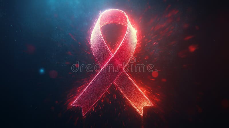A Vivid Red Ribbon Radiates Light Against a Dark Backdrop, Symbolizing ...