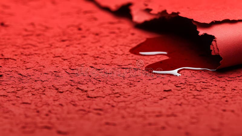 Vivid Red Surface with Textured Layer and Liquid Spill Creating a ...