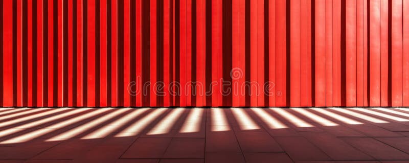Vivid Red Wall with Horizontal Light and Shadow Patterns Creates a ...