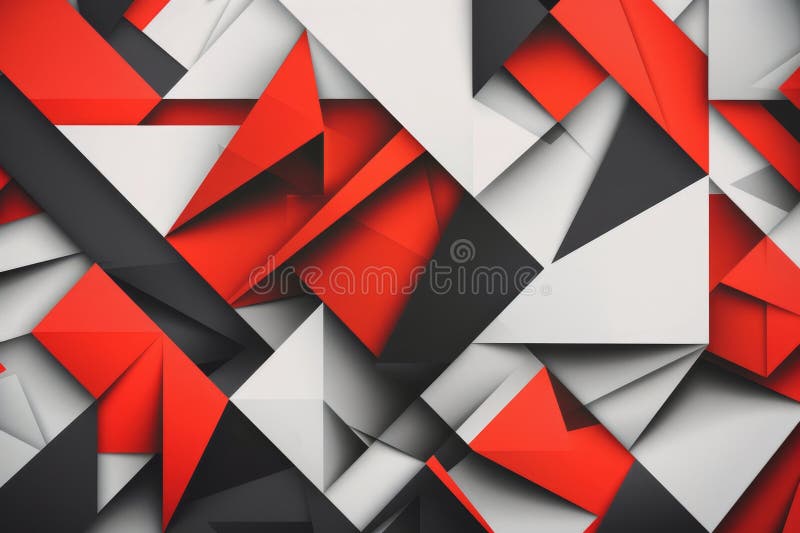 Vivid Red, White, and Black Abstract Geometric Background Illustration ...