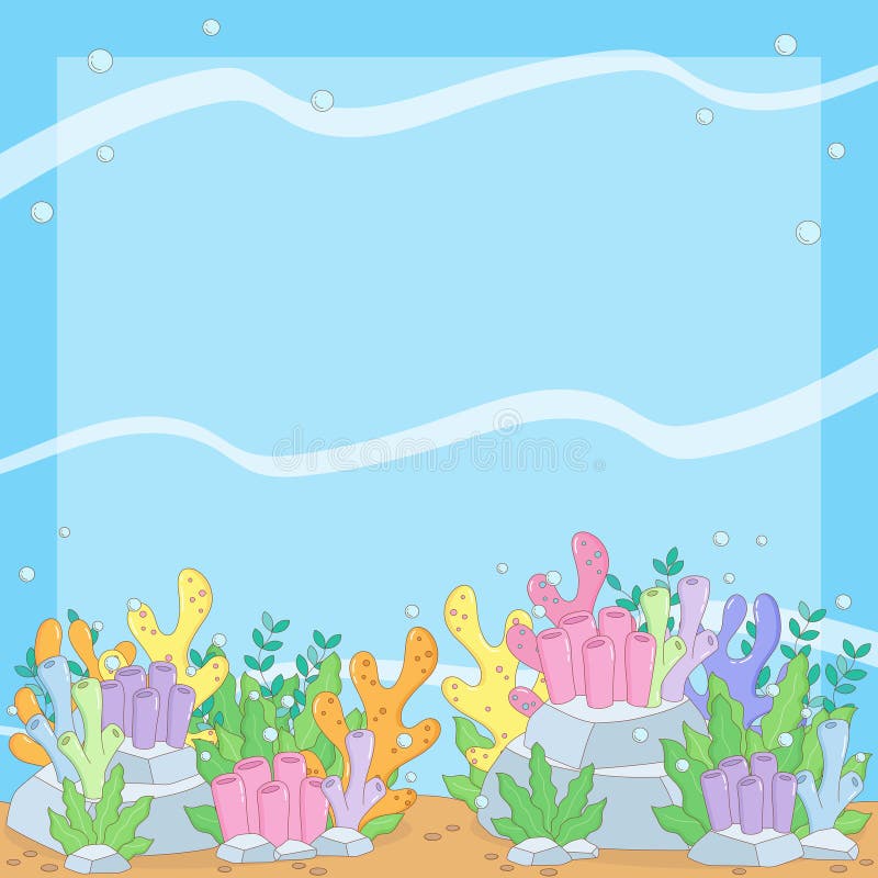 Vivid Reef Under Ocean Frame 1 Stock Illustration - Illustration of ...