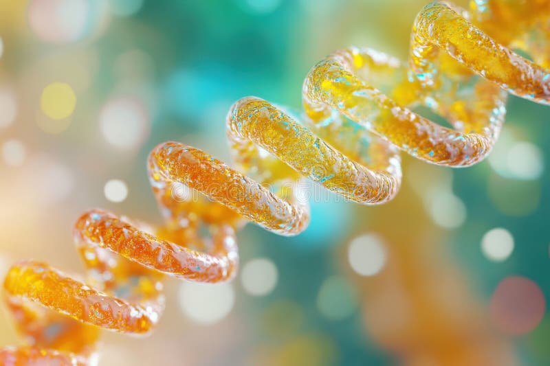 A Vivid Representation of a DNA Double Helix with Glowing Details Under ...