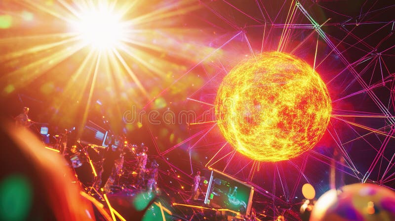 Vivid Representation of a Glowing Sun Surrounded by Colorful Rays at a ...