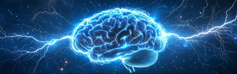 Brain with Electric Sparks, Signifying Neurological Activity and ...