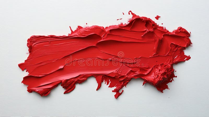Vivid Ruby Red Impasto Paint Splatter on White Canvas Stock ...