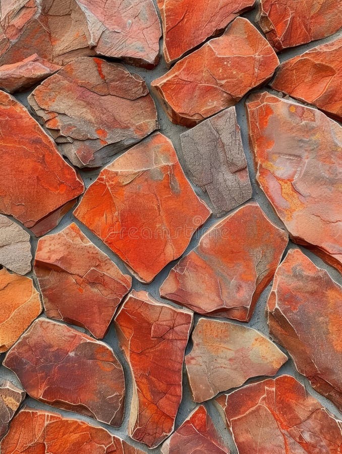Vivid Rustic Red Stone Cladding with Varied Hues and Textures for a ...