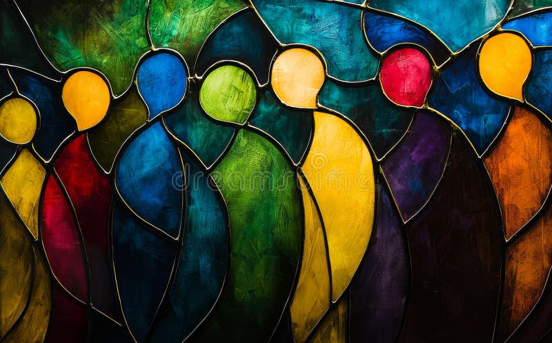 A Vivid Scene of Stylized Human Figures in Motion, Overlapping and ...