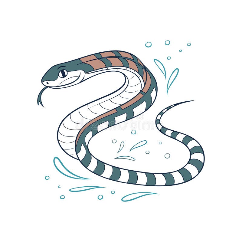 Vivid Sea Krait among Coral Reefs Stock Illustration - Illustration of ...
