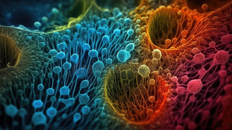 Vivid Sensory System Cells in Microscopic View. Ideal for Medical ...