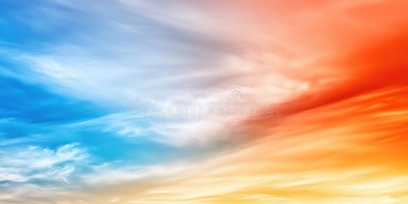 Vivid Sky with Blending Blue and Orange Clouds at Sunset Stock Image - Image of sunlight, scenic ...