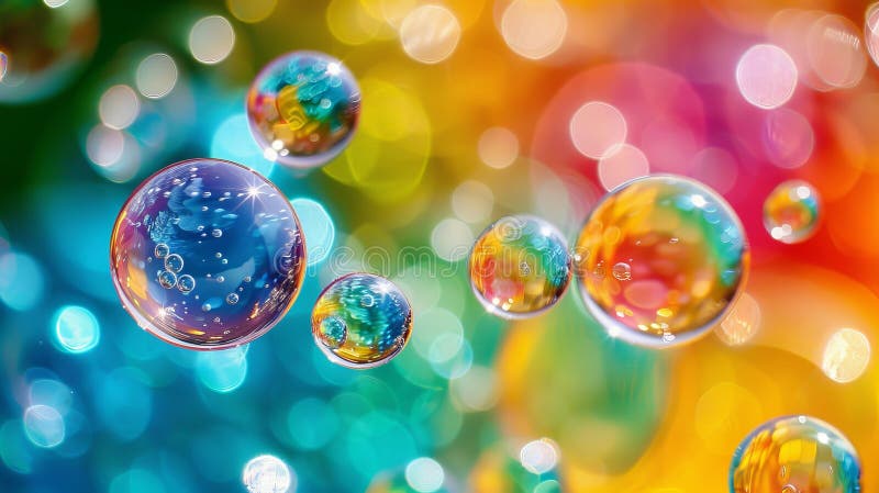 Vivid Soap Bubbles Reflecting a Beautiful Spectrum of Rainbow Colors in ...