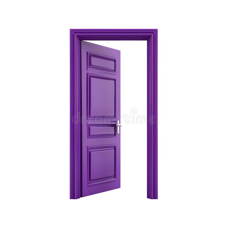 A Vivid Solid Colored Opened Door on a White Background Stock Illustration - Illustration of ...