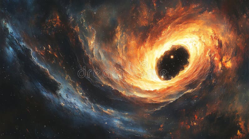 Vivid Space Vortex with Black Hole and Cosmic Colors Stock Image ...