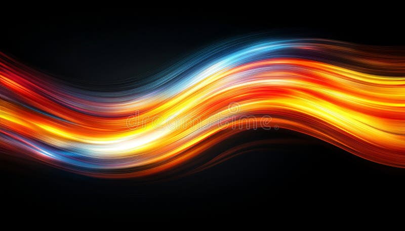 Vivid Spectrum Waves, Abstract Flowing Lines on Black Background ...