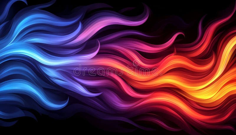 Vivid Spectrum Waves, Abstract Flowing Lines on Black Background ...