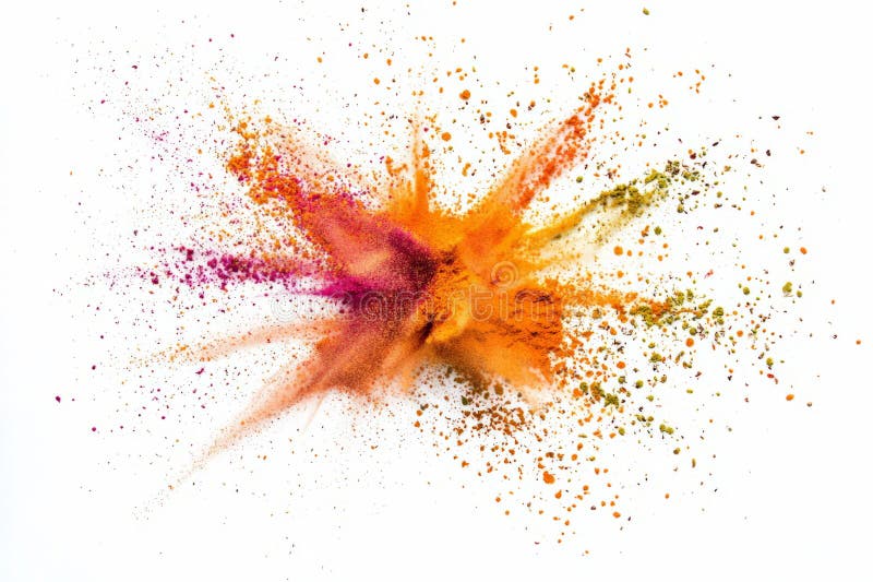 Vivid Spice Powders Scattered Dynamically, Resembling an Explosion ...