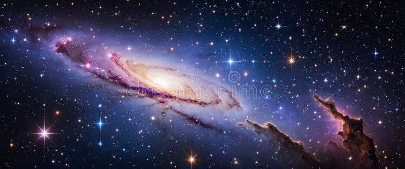 Vivid Spiral Galaxy and Cosmic Dust in the Starry Universe Stock Image ...