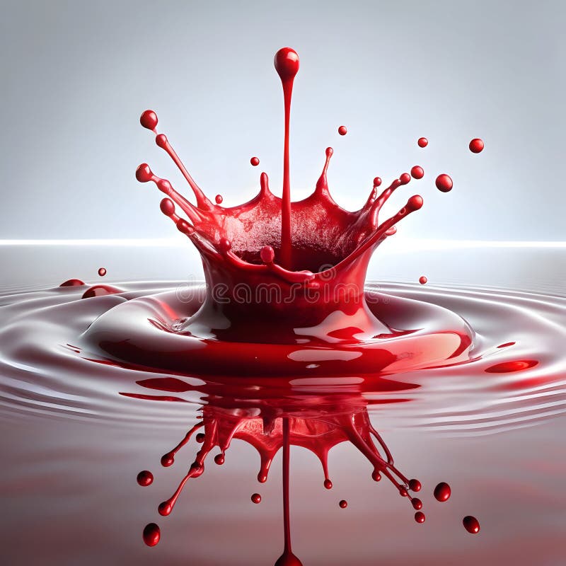 A Vivid Splash of Blood with Droplets Captured Mid-air, Creating Stock ...
